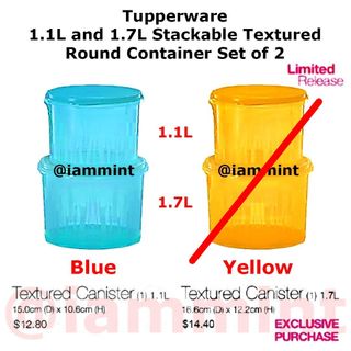 Tupperware 1.1L, 1.7L and 2.4L Stackable Textured Round Snack N Stack ...