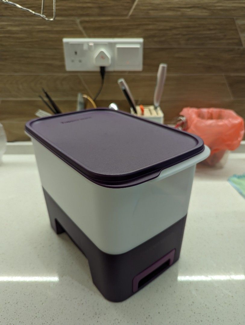 Tupperware dispenser (holds 5kg rice), Furniture & Home Living ...
