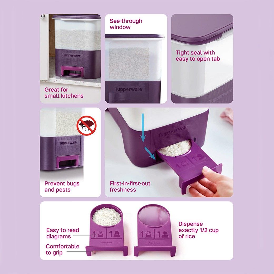 Tupperware dispenser (holds 5kg rice), Furniture & Home Living ...