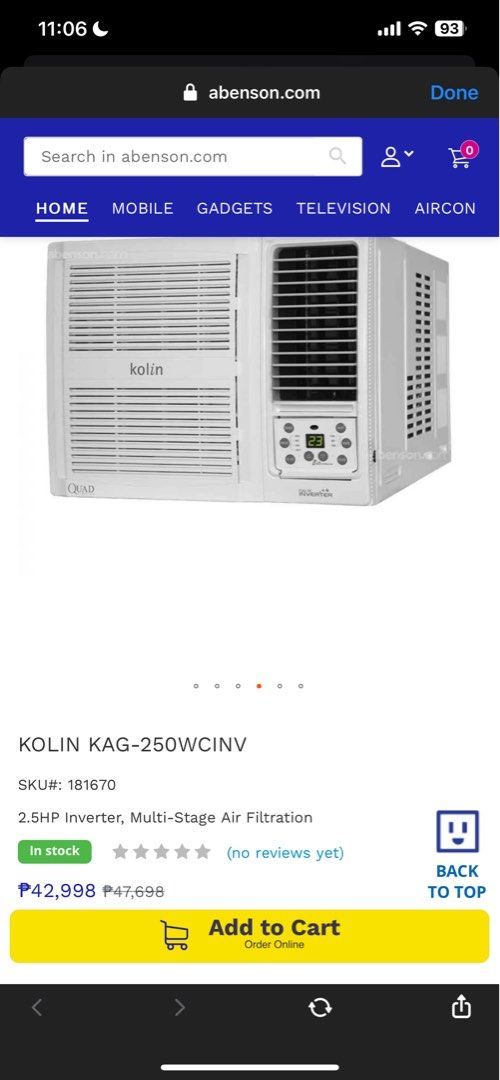URGENT: Slightly Used window type 2HP Kolin KAG-250WCINV on Carousell