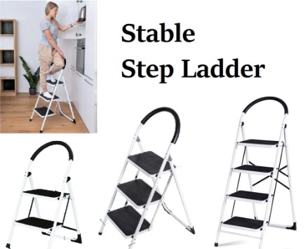 Wide Step Ladder / 2 / 3 / 4 Steps / Tier / Display Shelf / Foldable ...