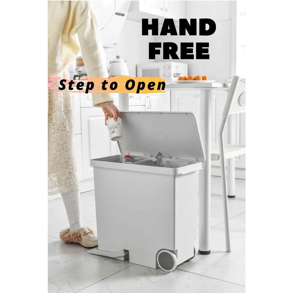 26L Hand free Step On Bin Dual Compartment Dust Bin Dustbin Storage ...
