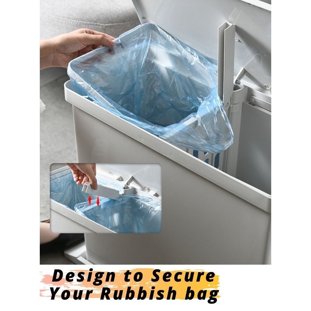 26L Hand free Step On Bin Dual Compartment Dust Bin Dustbin Storage ...