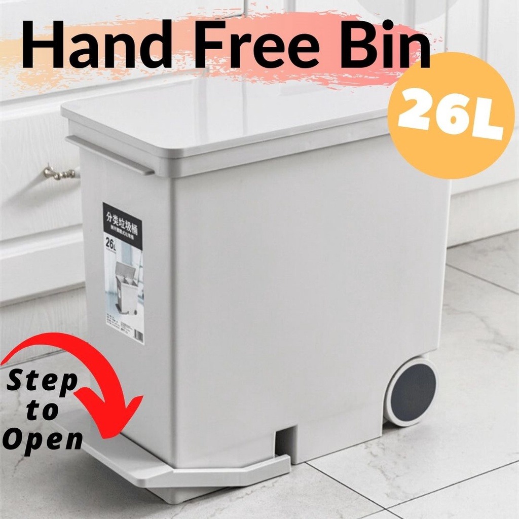 26L Hand free Step On Bin Dual Compartment Dust Bin Dustbin Storage ...