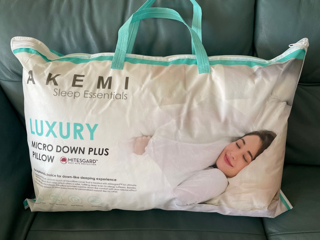 Akemi micro down plus pillow, Furniture & Home Living, Bedding & Towels on Carousell