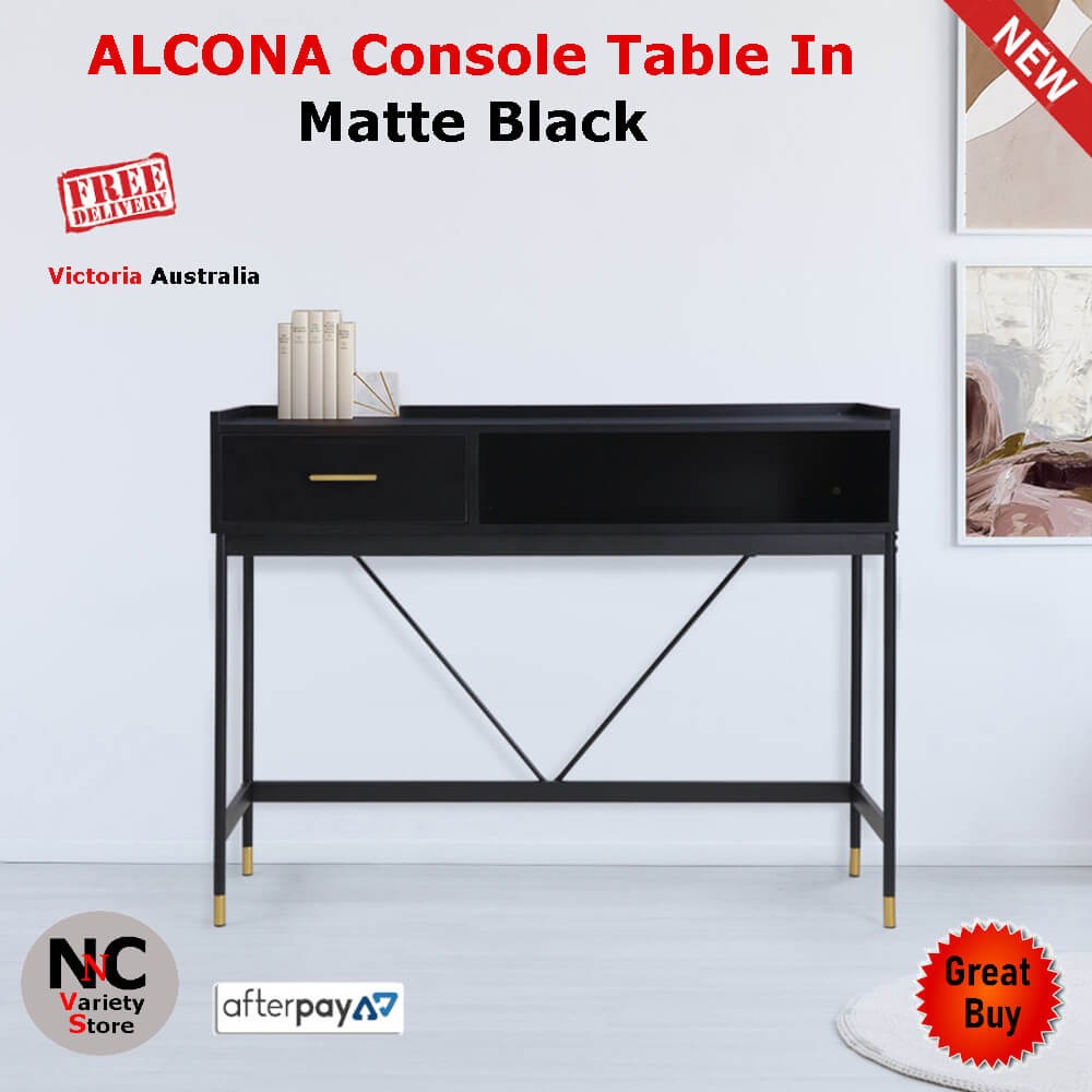 ALCONA Console Table In Matte Black, Home & Furniture, Furniture on ...