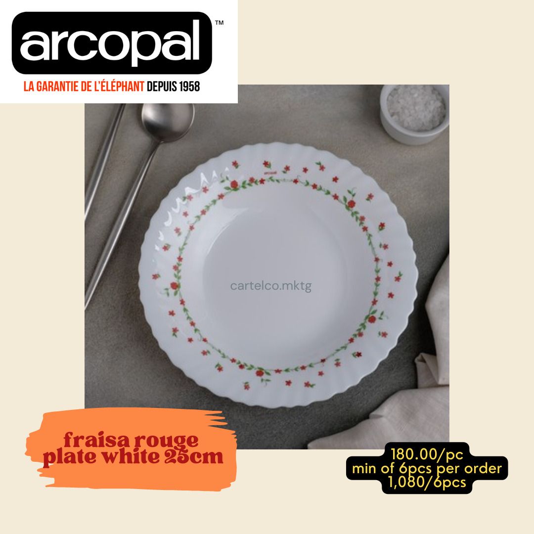 Arcopal Dinnerware ,Dinner plates, Plain white +Printed plates ...