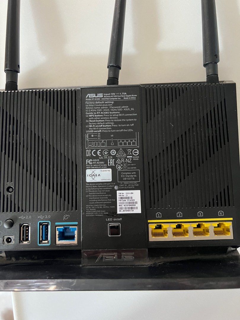 Asus Wireless-AC1900 Dual Band Gigabit Router Model: RT-AC6BU, 電腦＆科技 ...