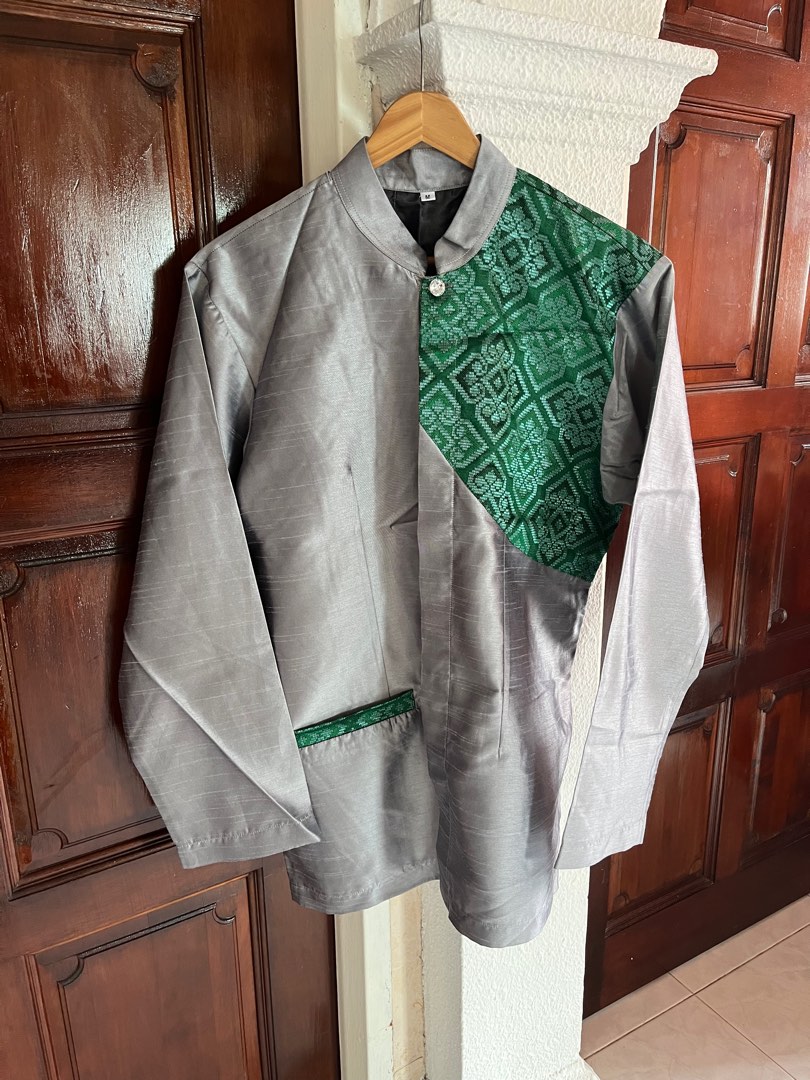 Beautiful Green Songket Baju Kurung - Full Suit, Men's Fashion, Muslim ...