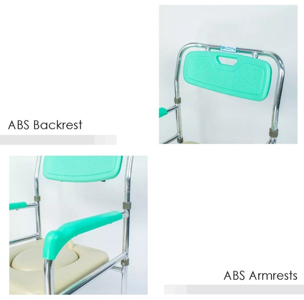BION Commode with 4 lockable wheelchair, Health & Nutrition, Assistive ...