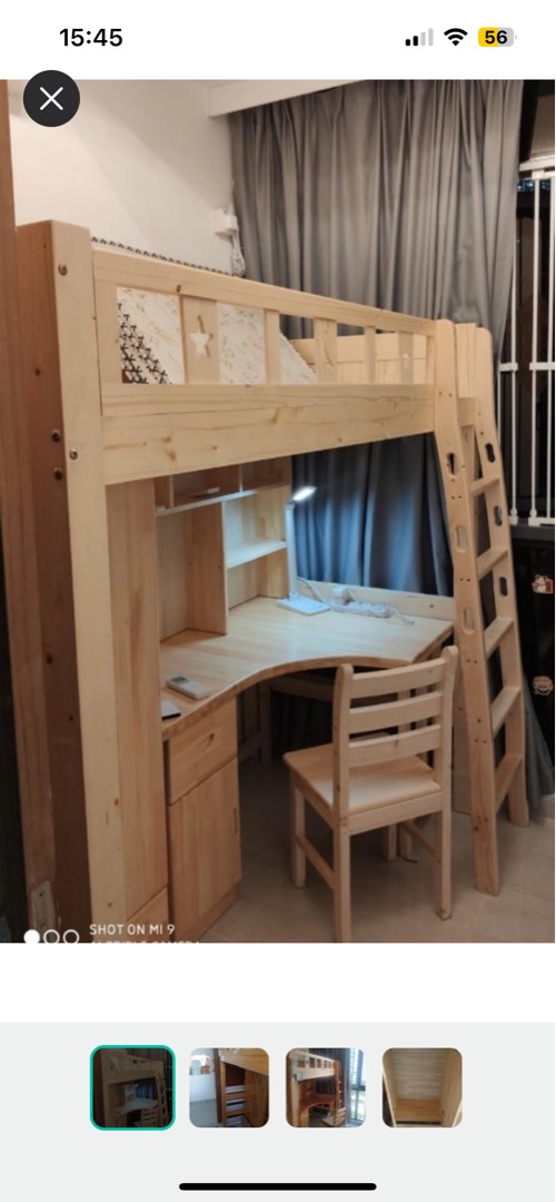 Bunk bed with study table, Furniture & Home Living, Furniture, Bed ...