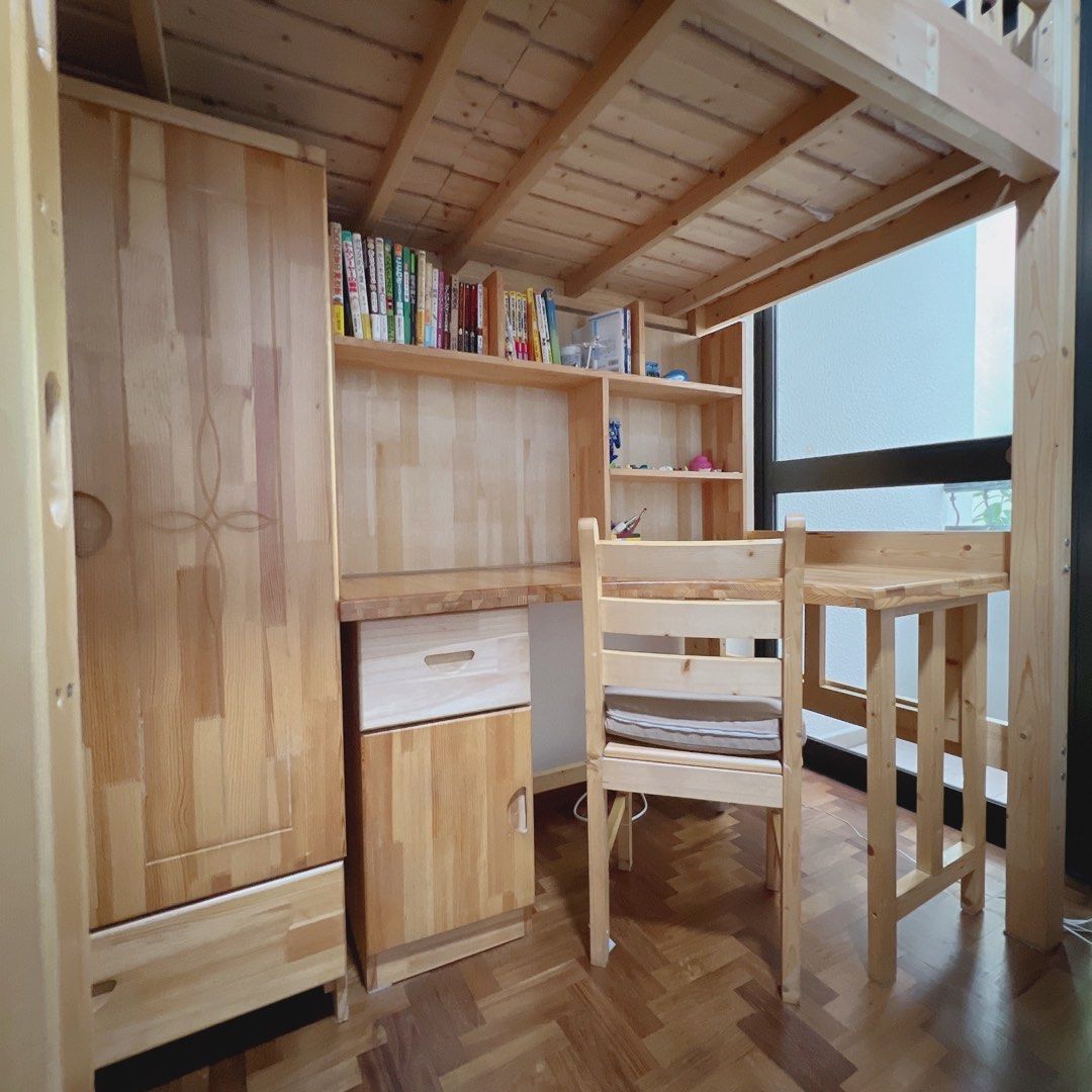 Bunk bed with study table, Furniture & Home Living, Furniture, Bed ...