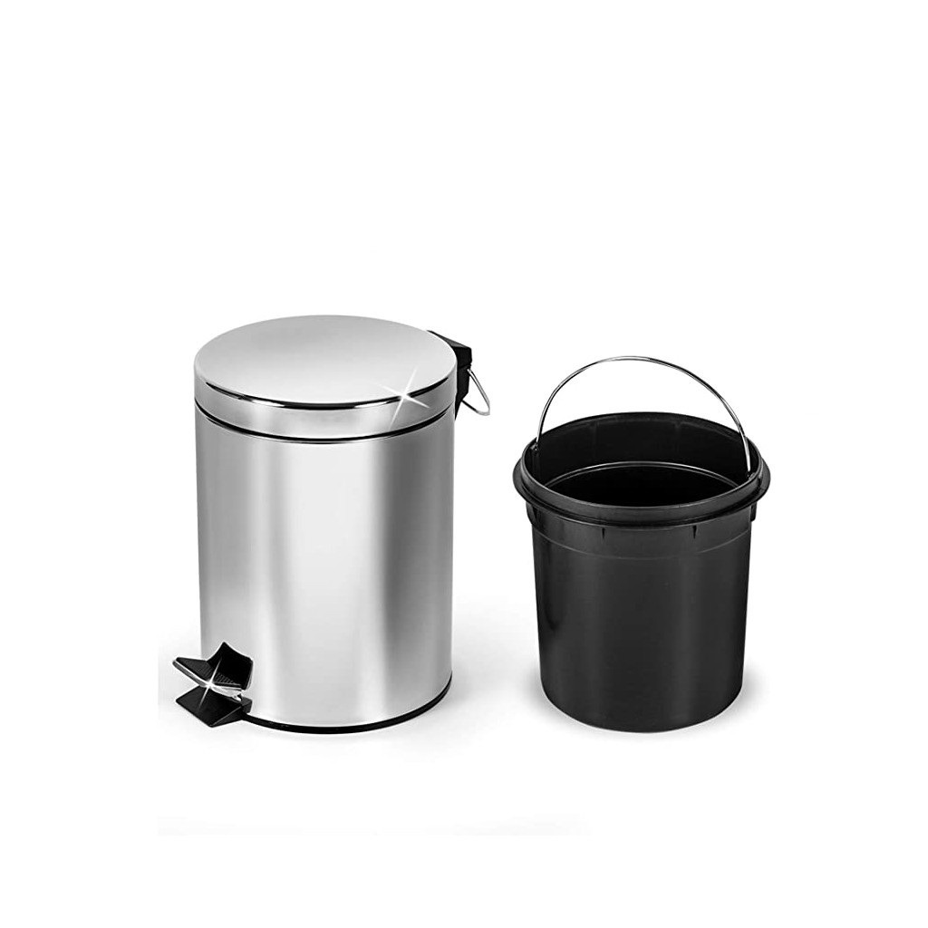 Compact Garbage Bin with Removable Liner, Small Modern 1.3 Gallon Round ...