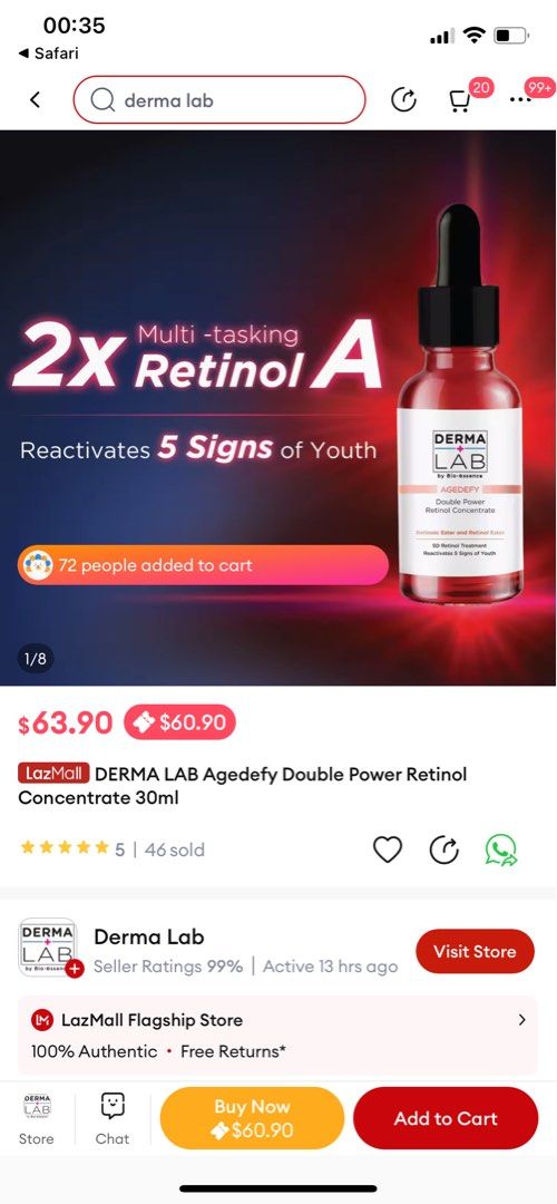 Derma Lab Agedefy double power retinol concentrate, Beauty & Personal ...