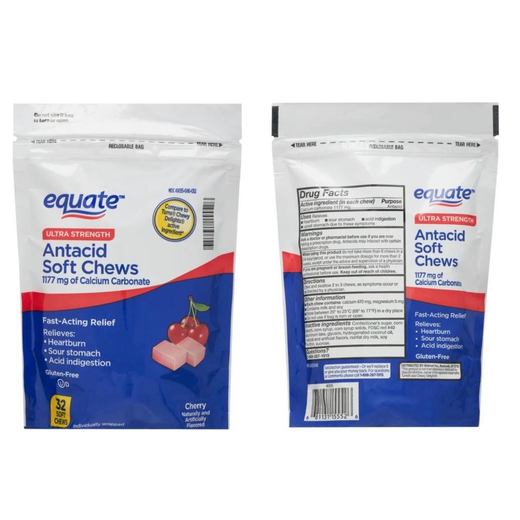 Equate Cherry Antacid Chews, Makanan & Minuman, Makanan Instan di Carousell