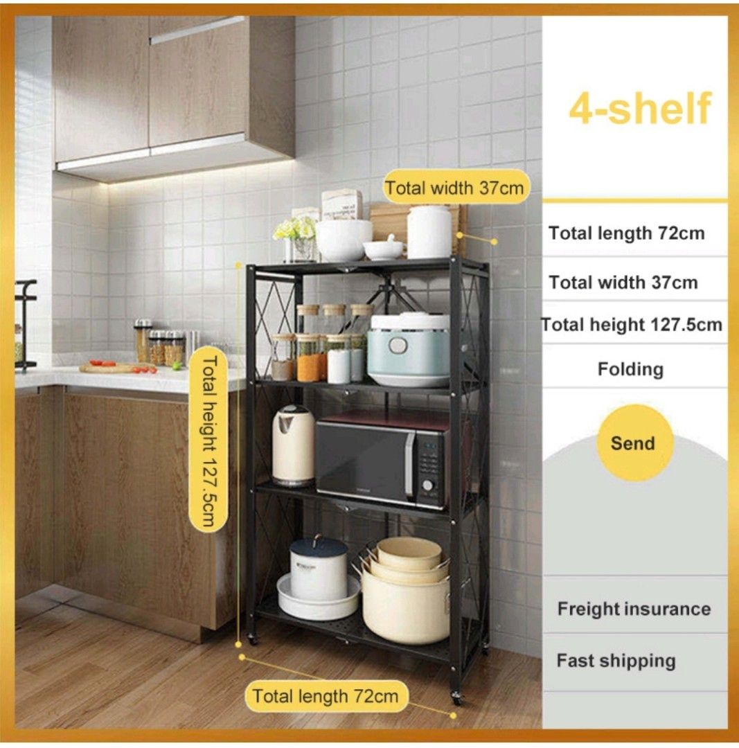 Folding Rack / Storage Rack / Kitchen Rack / Foldable Rack with Wheel ...