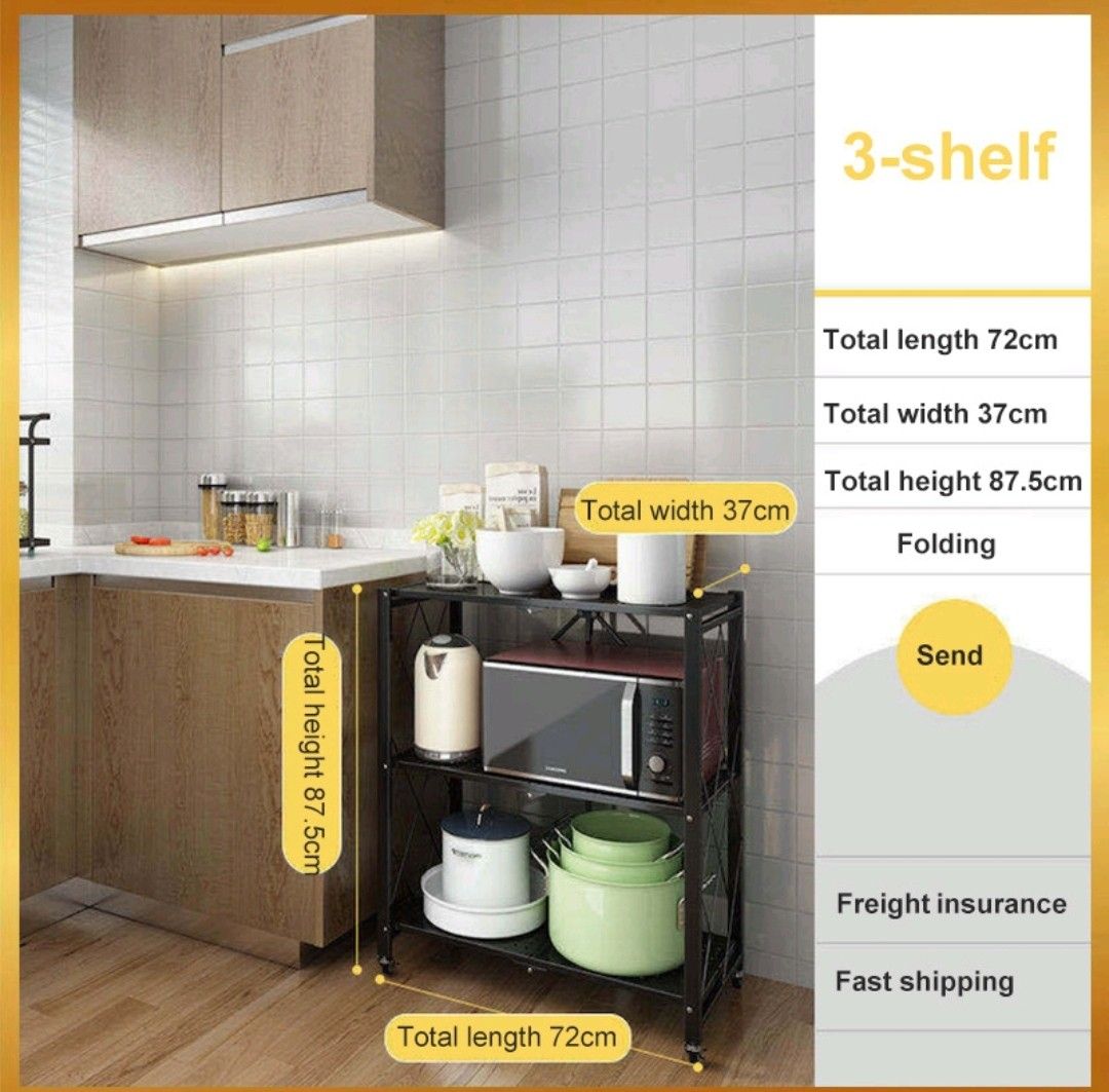 Folding Rack / Storage Rack / Kitchen Rack / Foldable Rack with Wheel ...