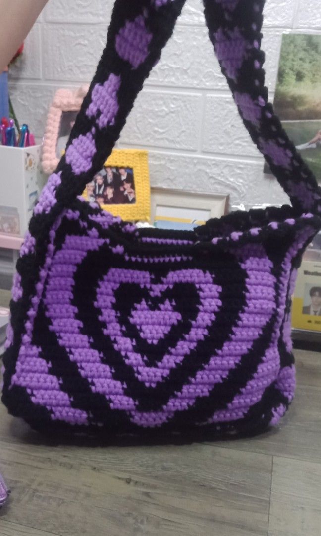 Handmade Crochet Powerpuff Shoulder bag, Women's Fashion, Bags ...