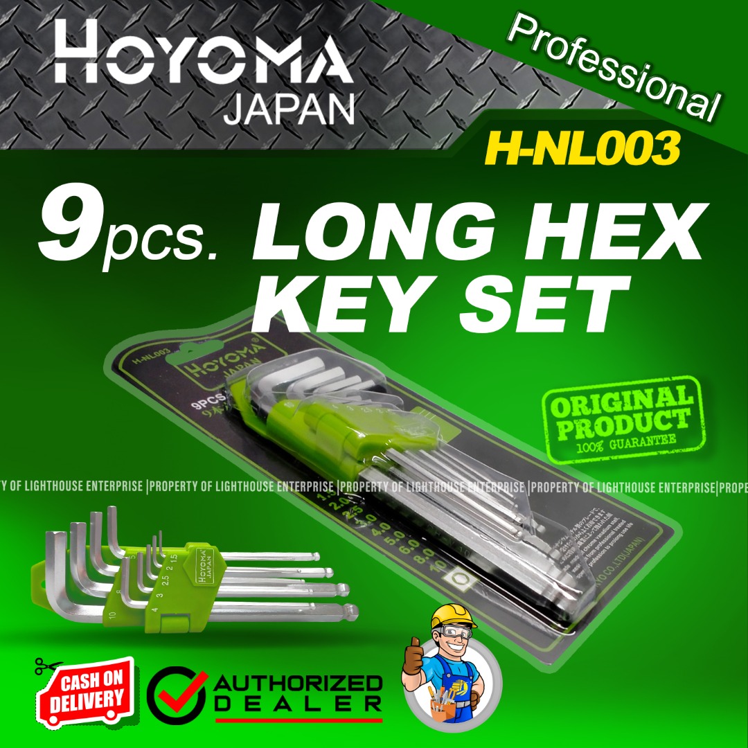 HOYOMA Japan 9pcs Long Arm / Ballpoint / Extra Long Arm Hex Key Set W/B ...