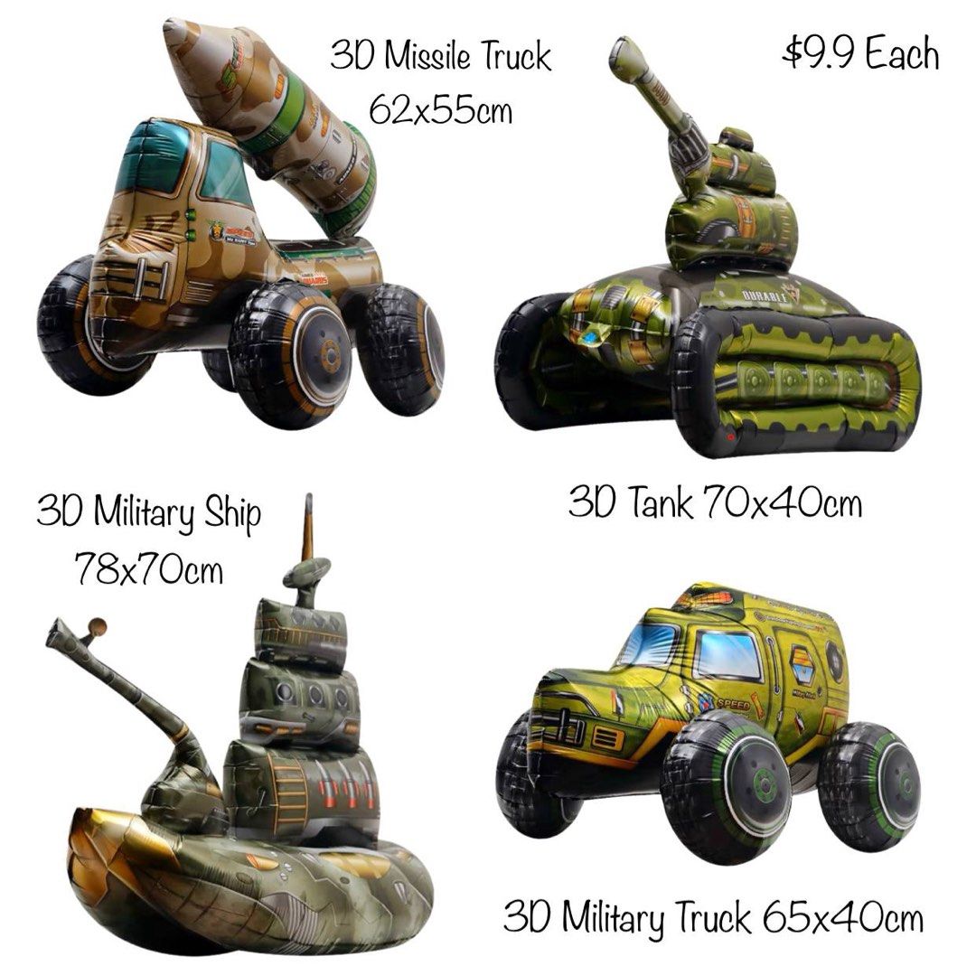 3D Standing Vehicle Tank Missile Military Truck Ship Navy Foil Balloon ...