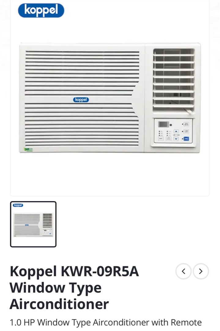 Koppel NonInverter Window Type Aircon, TV & Home Appliances, Air ...