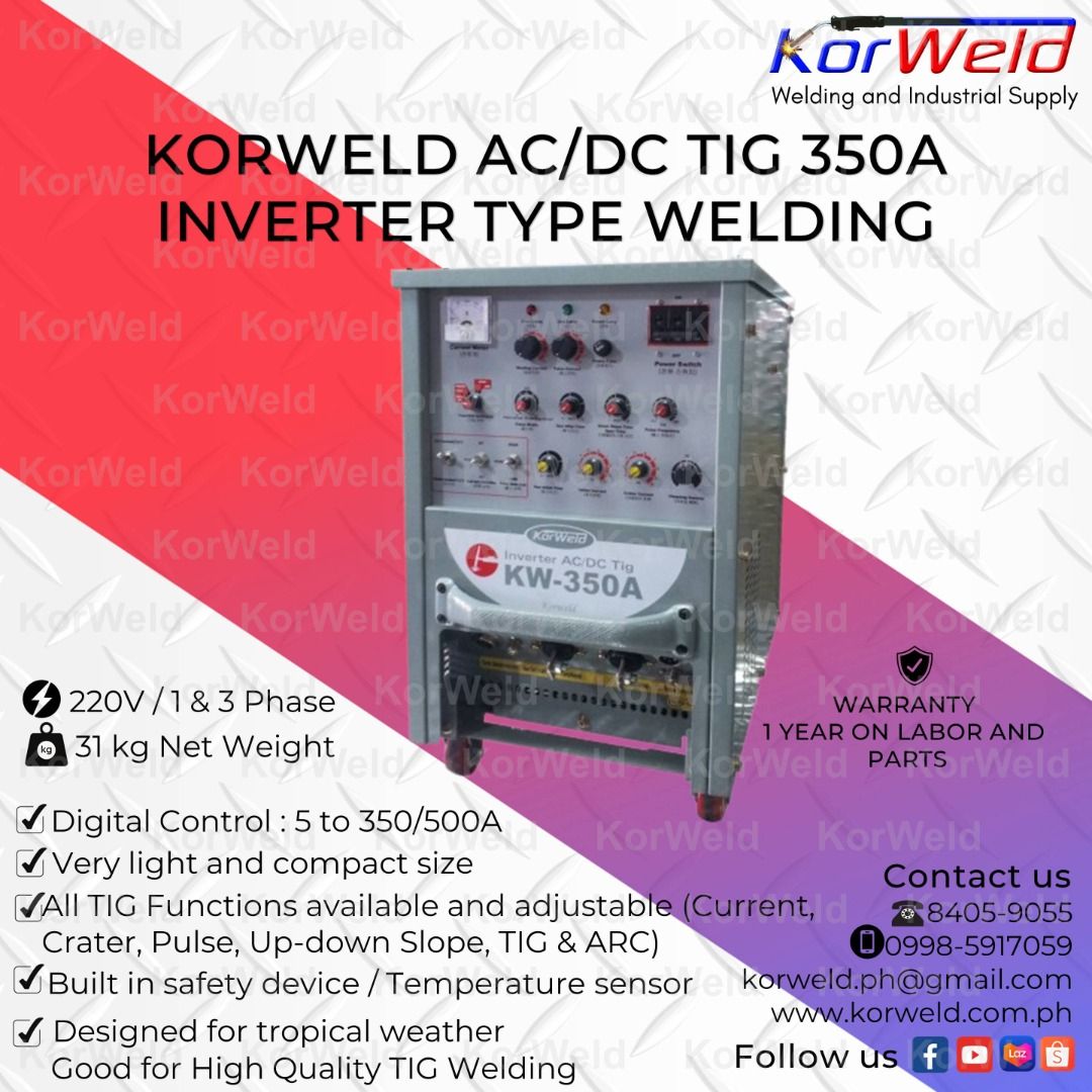 KORWELD AC/DC TIG 350A INVERTER TYPE WELDING MACHINE, Commercial & Industrial, Construction ...