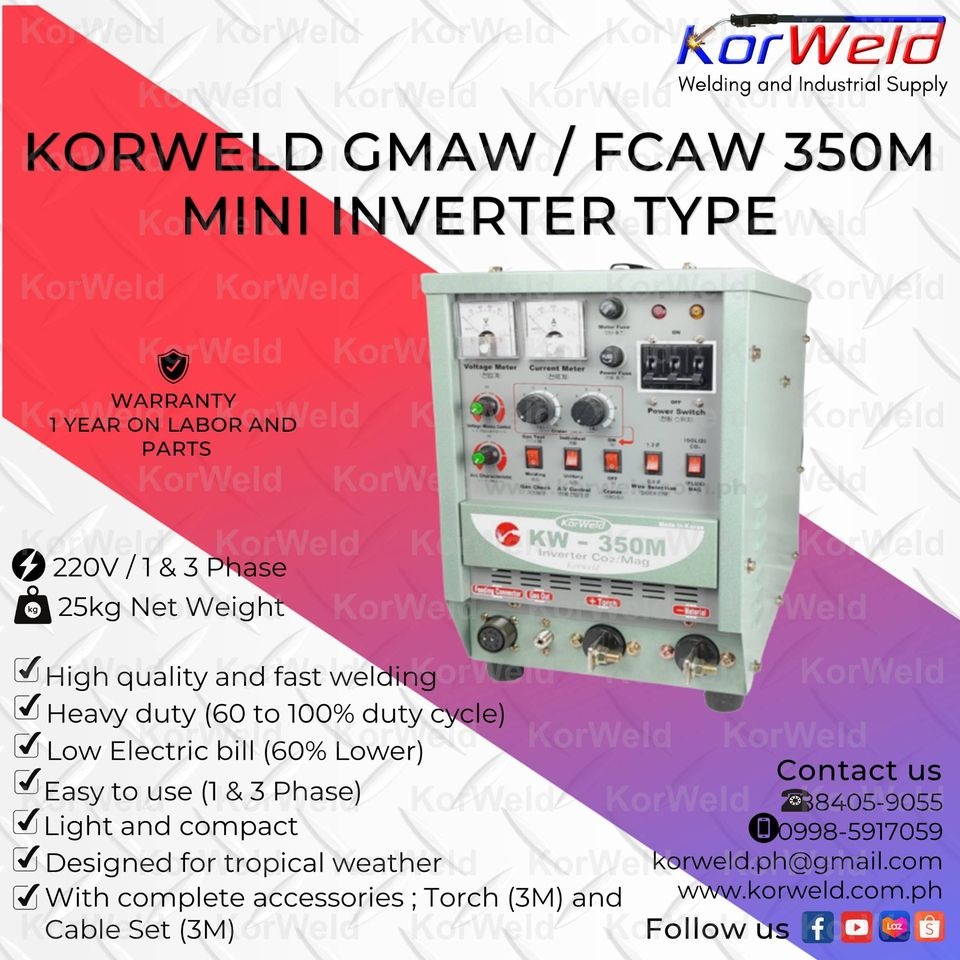 KORWELD GMAW / FCAW 350M MINI INVERTER TYPE, Commercial & Industrial ...