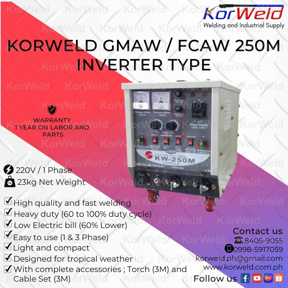 KORWELD GMAW/FCAW 250M INVERTER TYPE, Commercial & Industrial ...