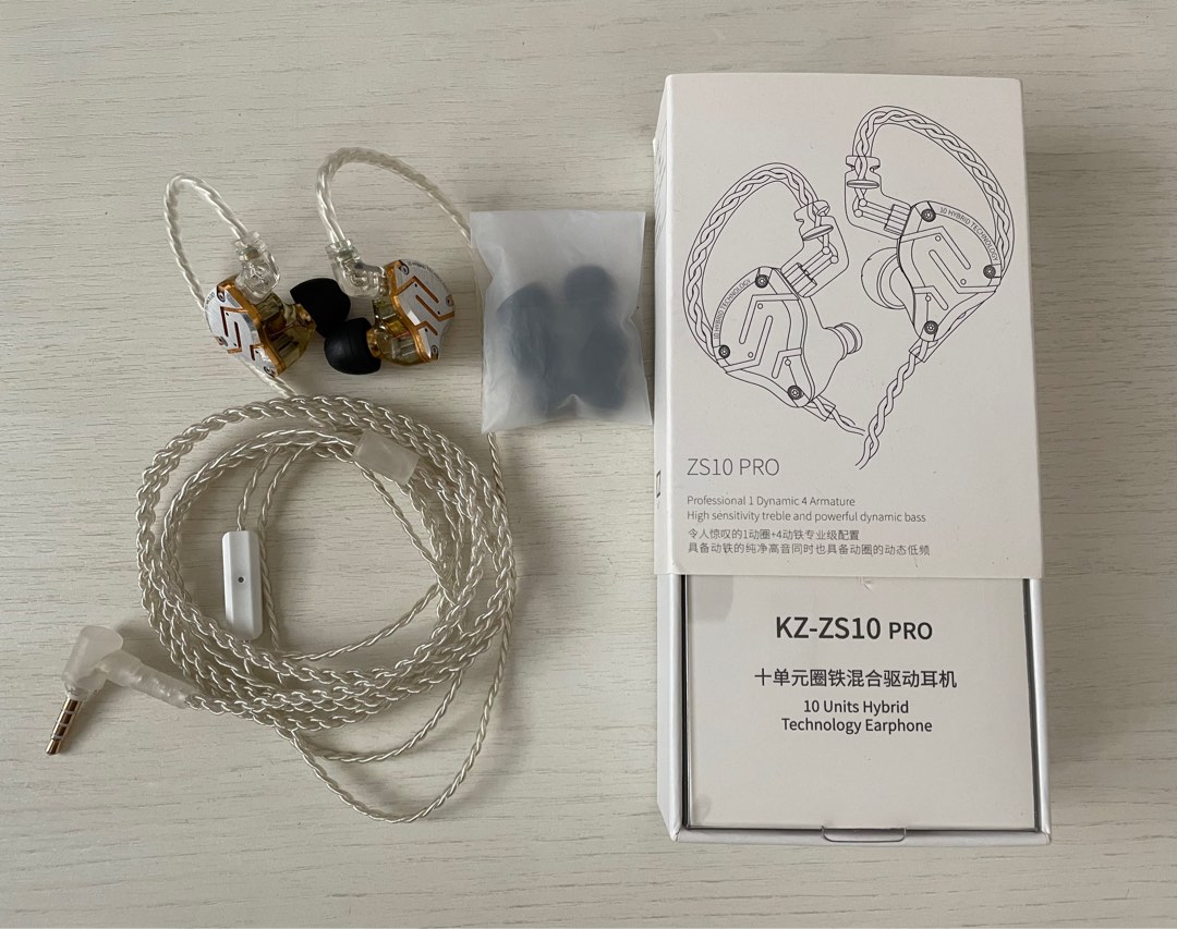 KZ-ZS10 Pro with upgraded in-line Mic silver-plated cable. Brand new ...