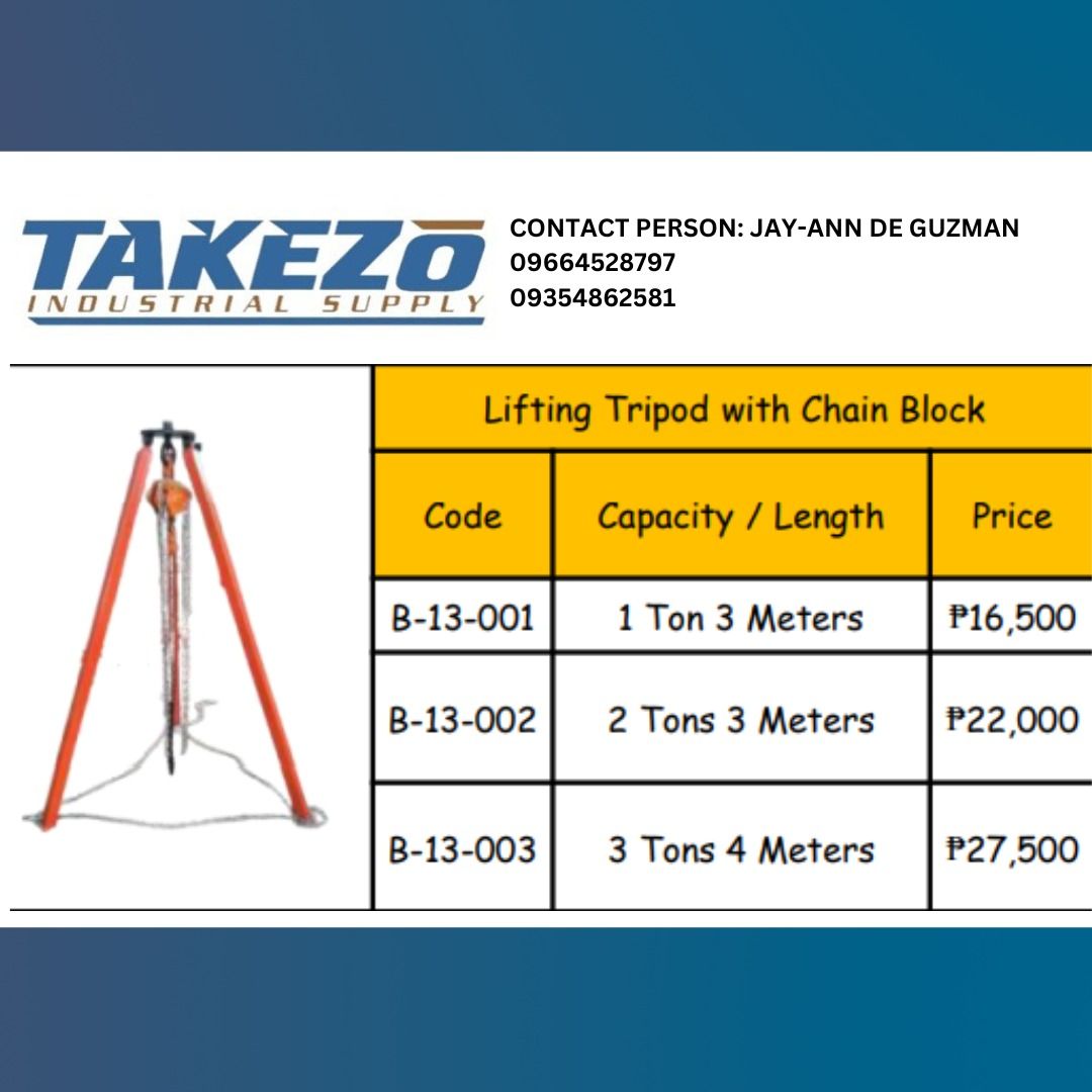 LIFTING TRIPOD WITH CHAIN BLOCK, Commercial & Industrial, Construction ...
