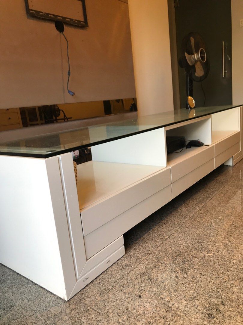 Lorenzo TV console with glass, Furniture & Home Living, Furniture, TV ...
