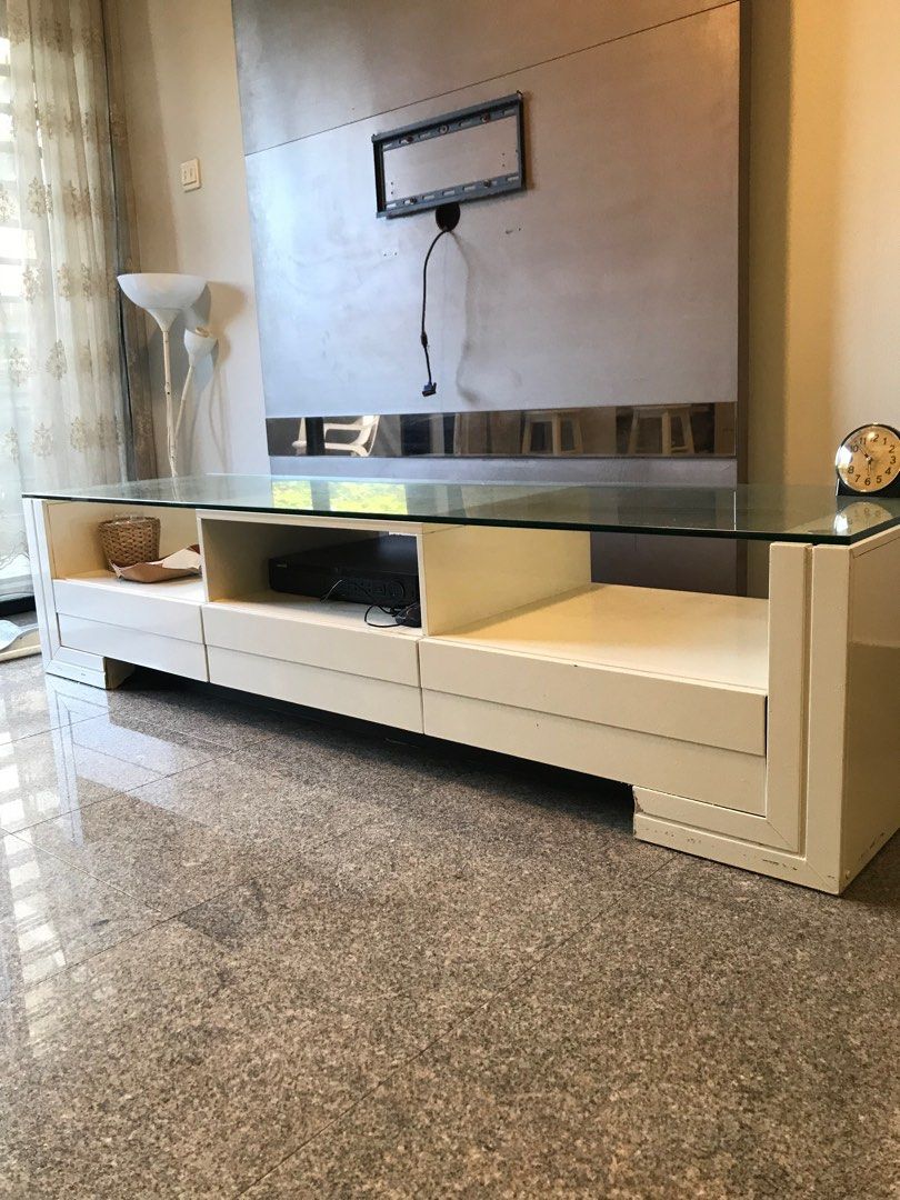 Lorenzo TV console with glass, Furniture & Home Living, Furniture, TV ...