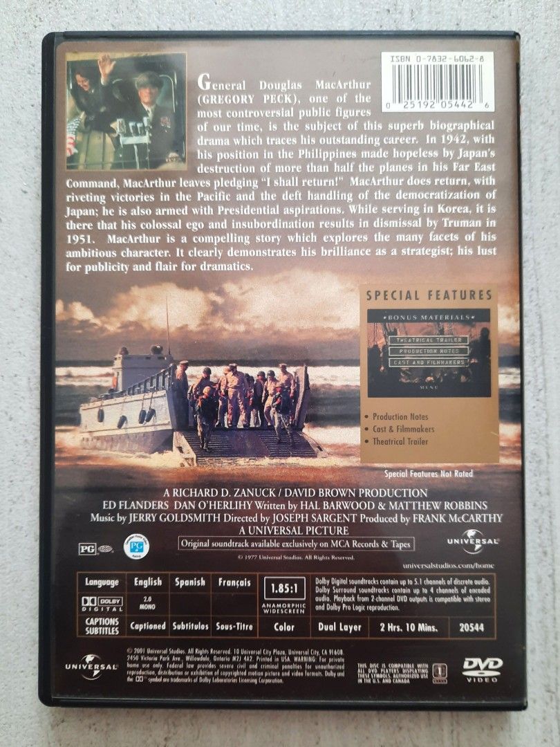 MacArthur (1977) DVD, Hobbies & Toys, Music & Media, CDs & DVDs on ...