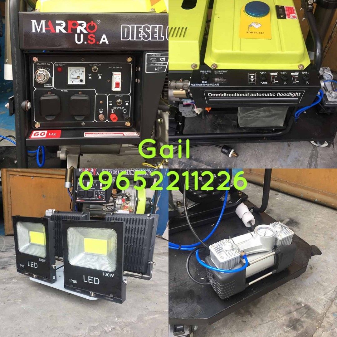 MARPRO USA Towerlight Set with 4x100W LED Lights & 6kva Open-type ...