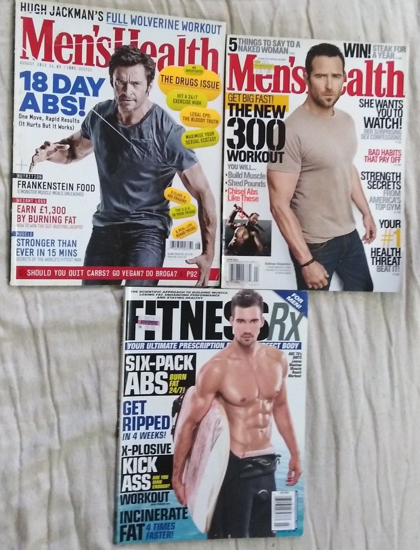 Men's health Magazines(hugh jackman, sullivan stapleton & James maslow ...