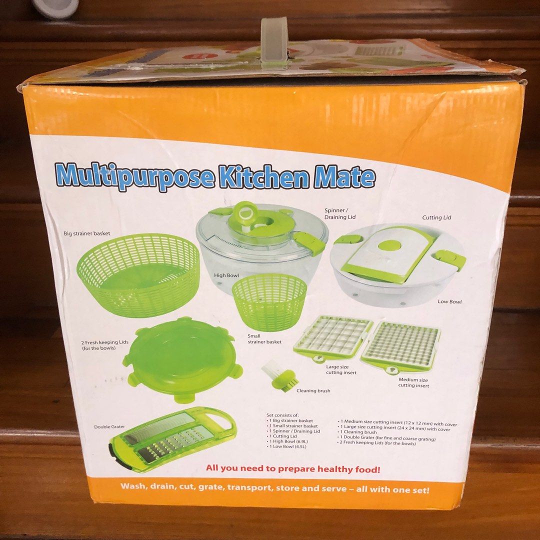 Multipurpose 12-piece Kitchen Mate, salad spinner, grater, Prepare healthy food fast and easy ...