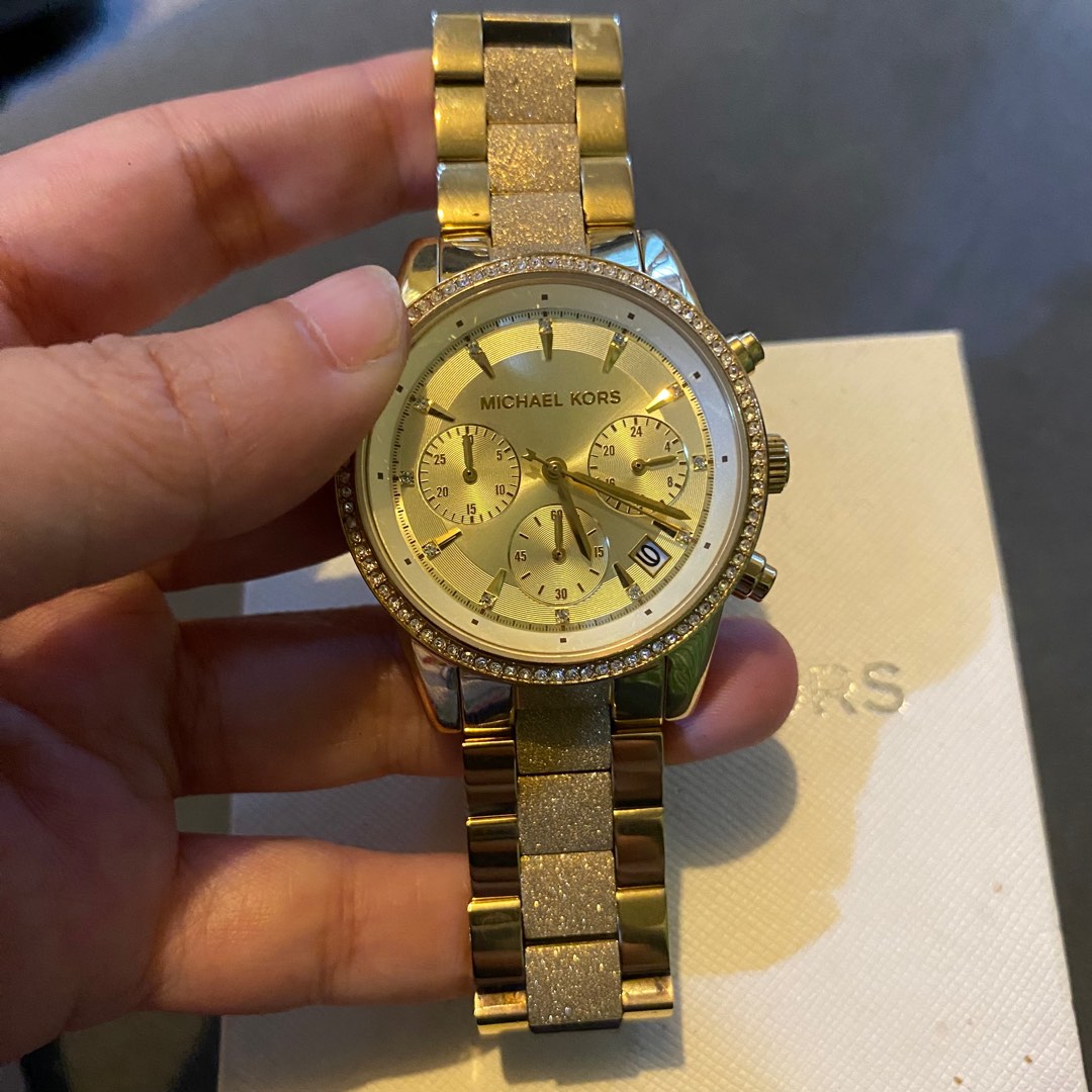 Original Michael Kors Women's Ritz Chronograph Gold-Tone Stainless ...