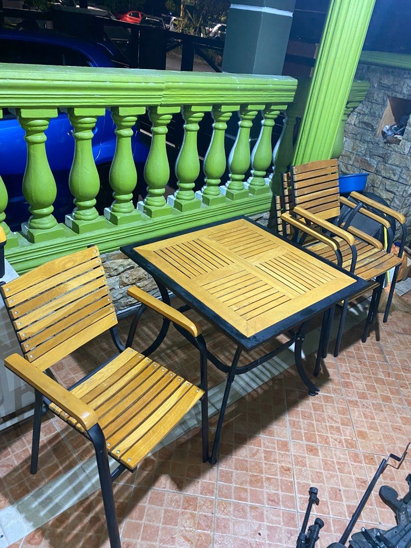outdoor/garden table with 4 chair, Furniture & Home Living, Outdoor ...