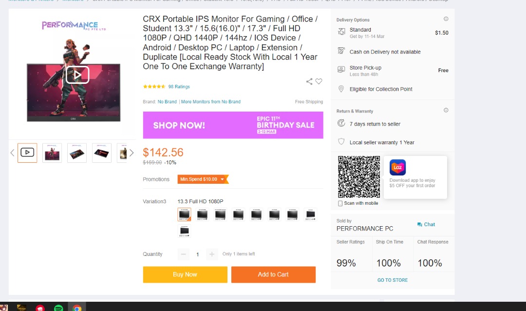 Portable Monitor 13.3 Inch Full Hd 1080p, Computers & Tech, Parts ...