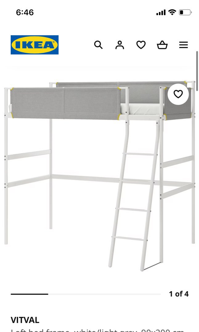 Pre-loved IKEA (VITVAL) loft bed, Furniture & Home Living, Furniture, Bed Frames & Mattresses on ...