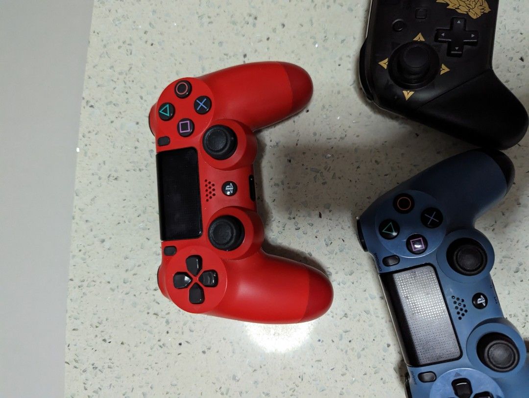 Ps4 controller blue and red and monster hunter switch pro authentic ...