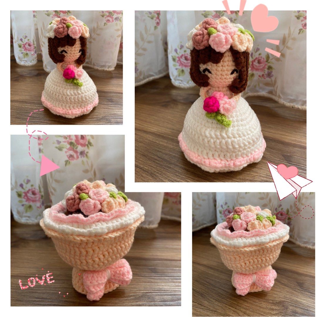 Reversible Crochet Doll - Bride turn into flower bouquet, Furniture ...