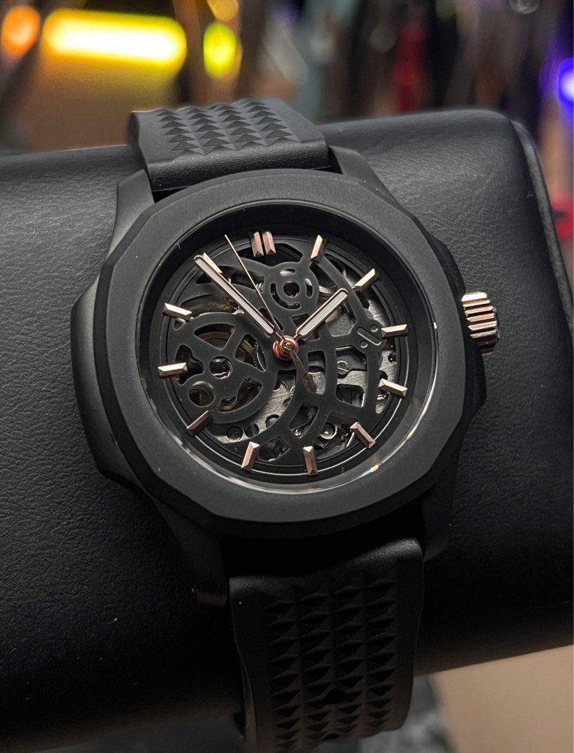 Seiko Mod Nautilus Rose gold x Black, Luxury, Watches on Carousell