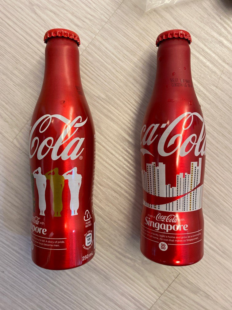 SG50 Coca Cola Tin bottle x 2, Hobbies & Toys, Memorabilia ...