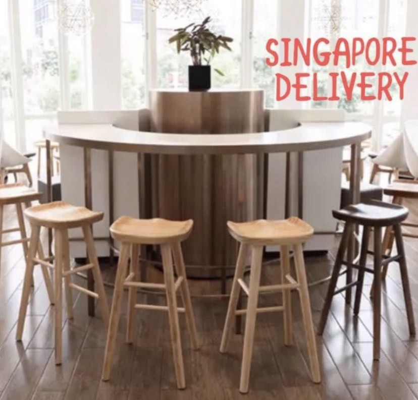 SG INSTOCK Nordic bar chair bar chair solid wood home chair high stool ...
