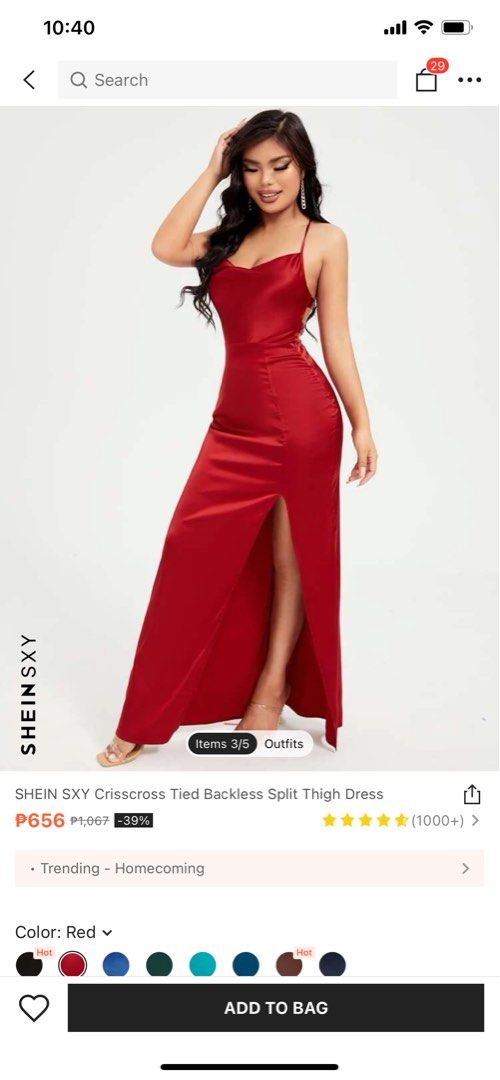 Shein long red dress, Women's Fashion, Dresses & Sets, Evening dresses ...