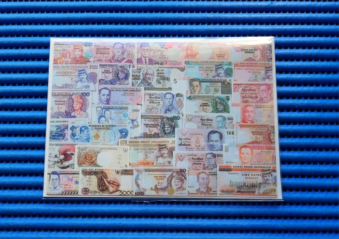 Singapore Currency Notes and Coins Minature Stamp Sheet on Money World ...