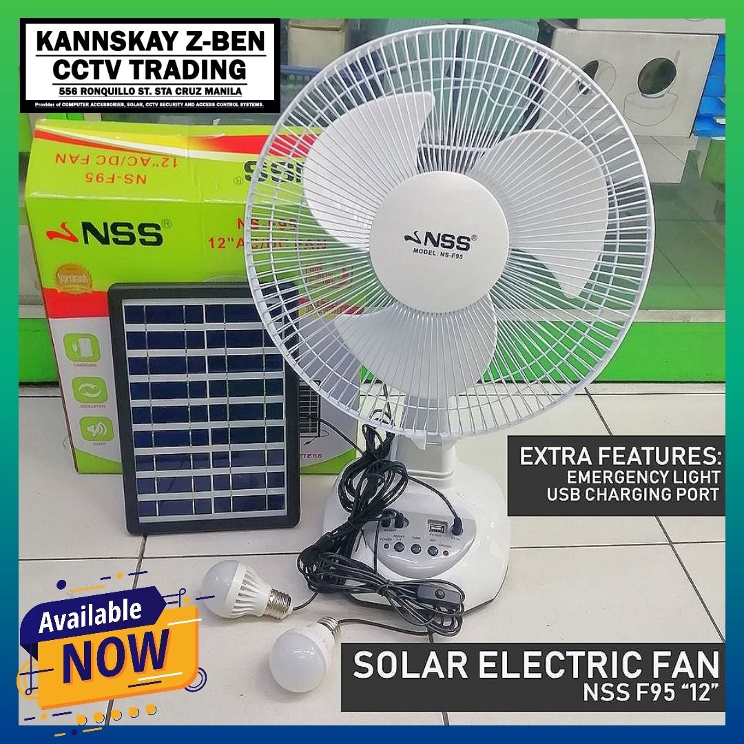 solar desk fan solar electric fan nss f95 12 inch, Furniture & Home ...