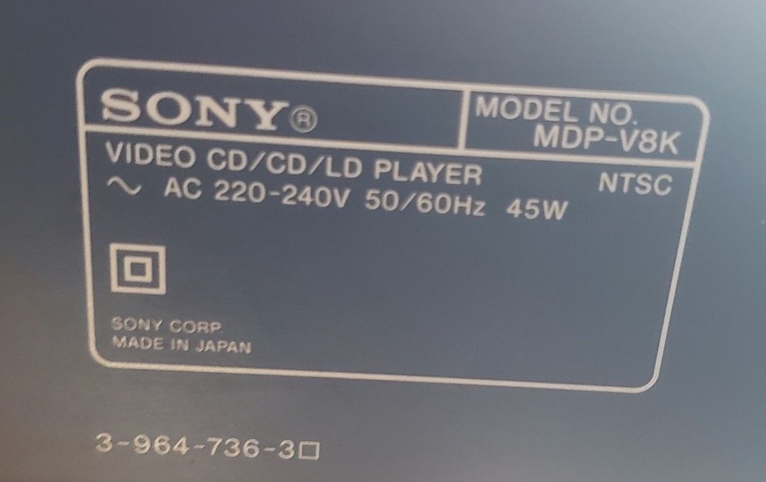 Song LD/VCD/CD Player with Karaoke Function (MDP-V8K, 家庭電器, 電視 & 其他娛樂 ...