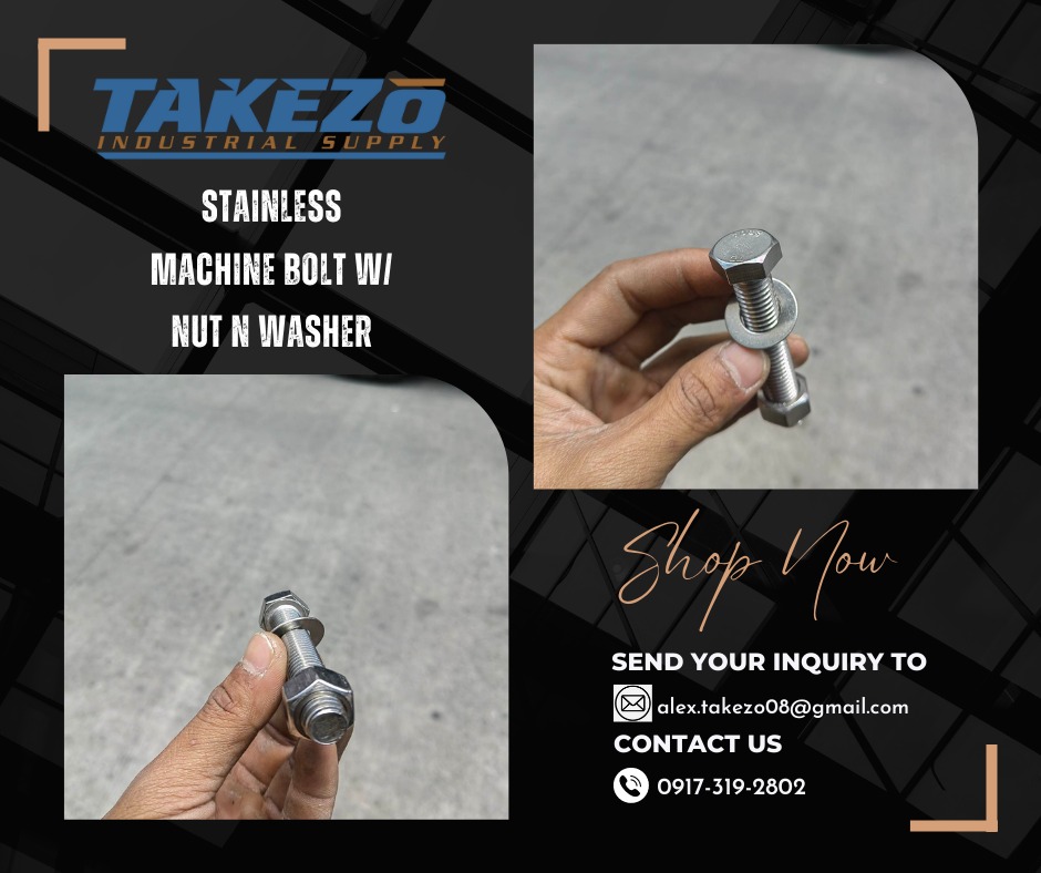 STAINLESS MACHINE BOLT W/ NUT N WASHER, Commercial & Industrial, Industrial Equipment on Carousell